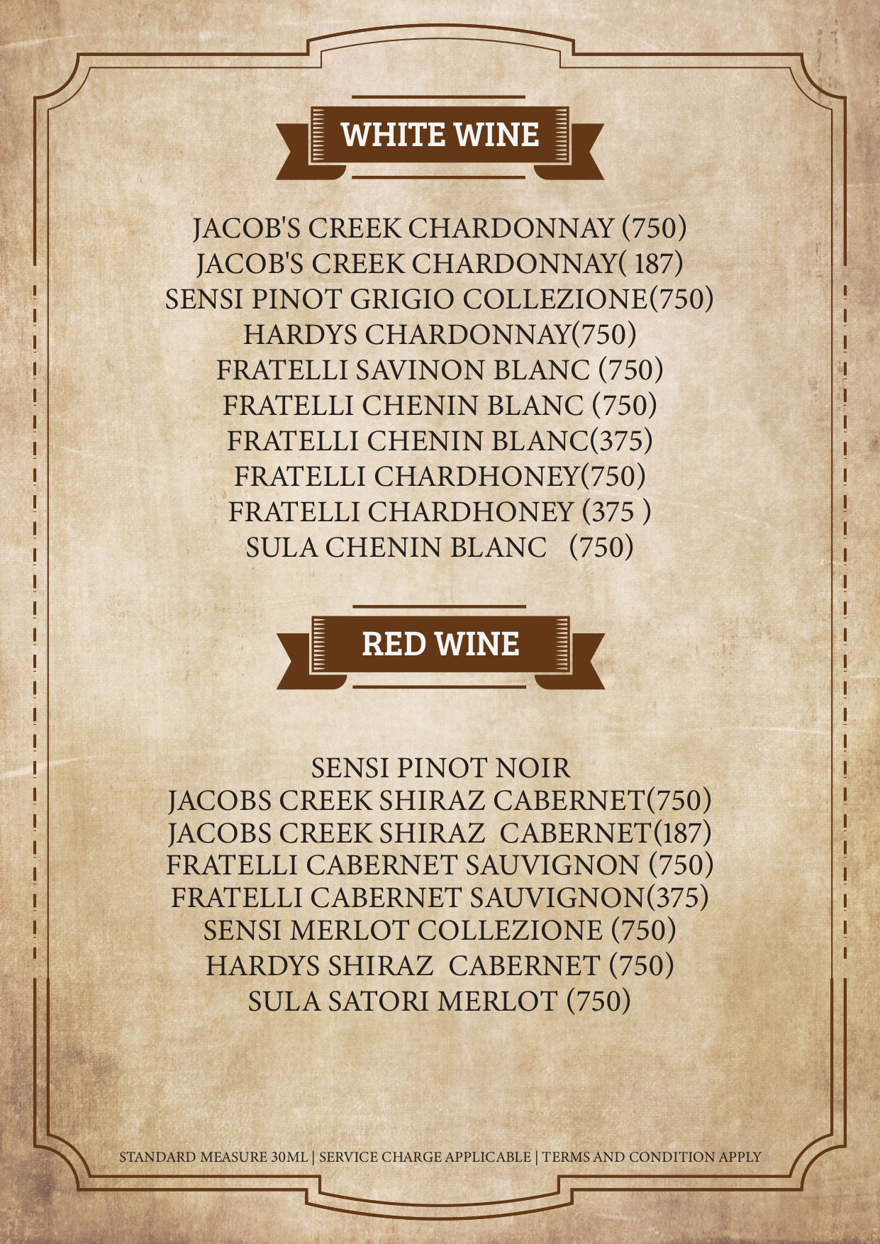 The Lords and Barons | Bar Menu